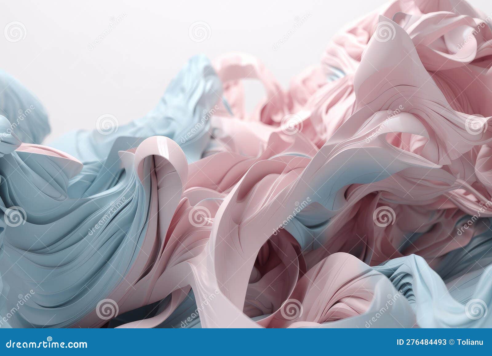 Dusty Rose & Blue Twisted Waves: a Minimalist Industrial 3D Render ...