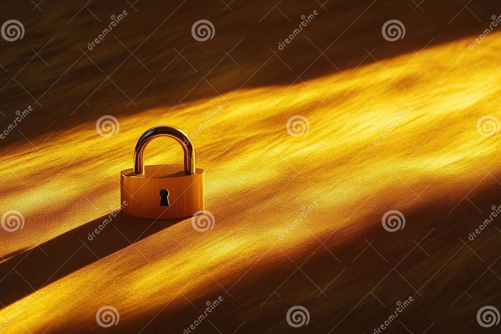Exploring the Textures of a Beautiful Golden Padlock. Stock ...