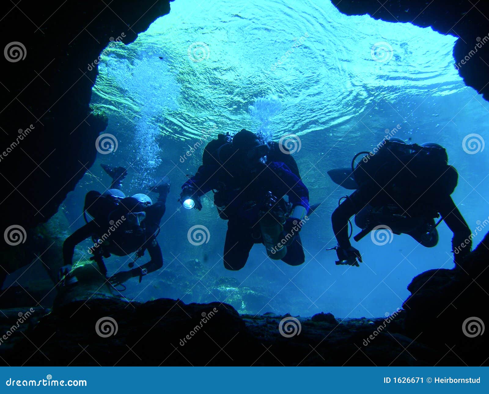 Exploring Underwater Caves - 4 Stock Image - Image of bold, florida ...