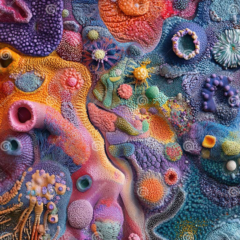 Exploring the Vibrant and Diverse World of Bacteria Textures Under a Microscope in a Colorful ...