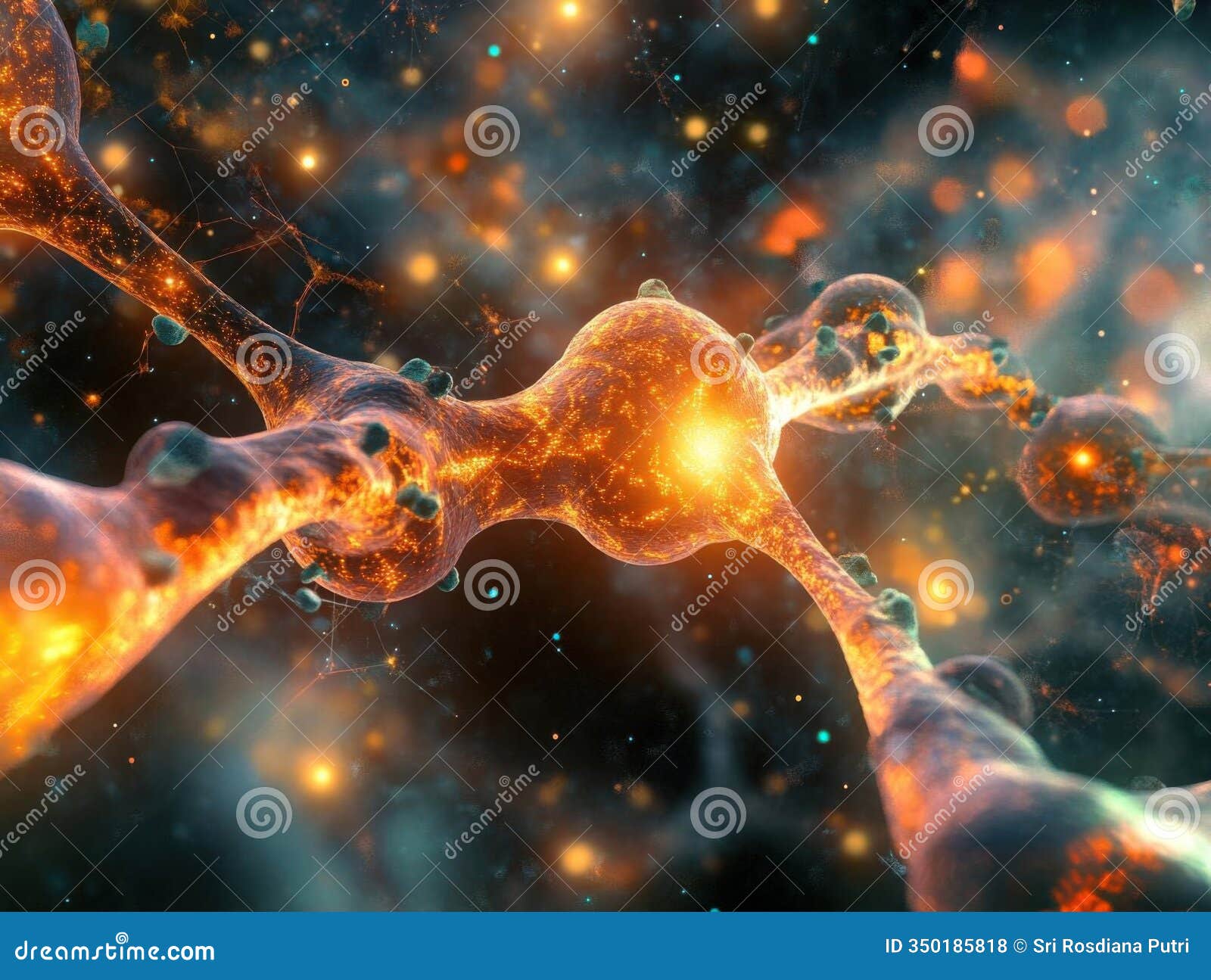 Journey Through A Neuron Cell Network Inside The Brain Royalty-Free ...