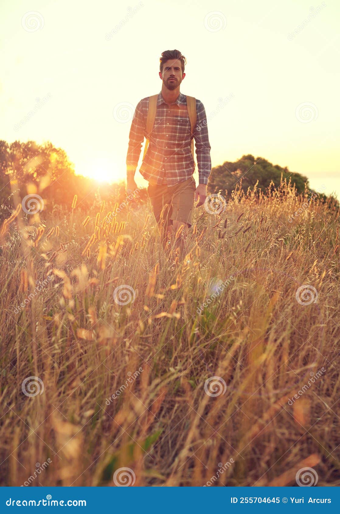 Exploring the Wilderness. a Handsome Young Man Enjoying a Hike. Stock ...
