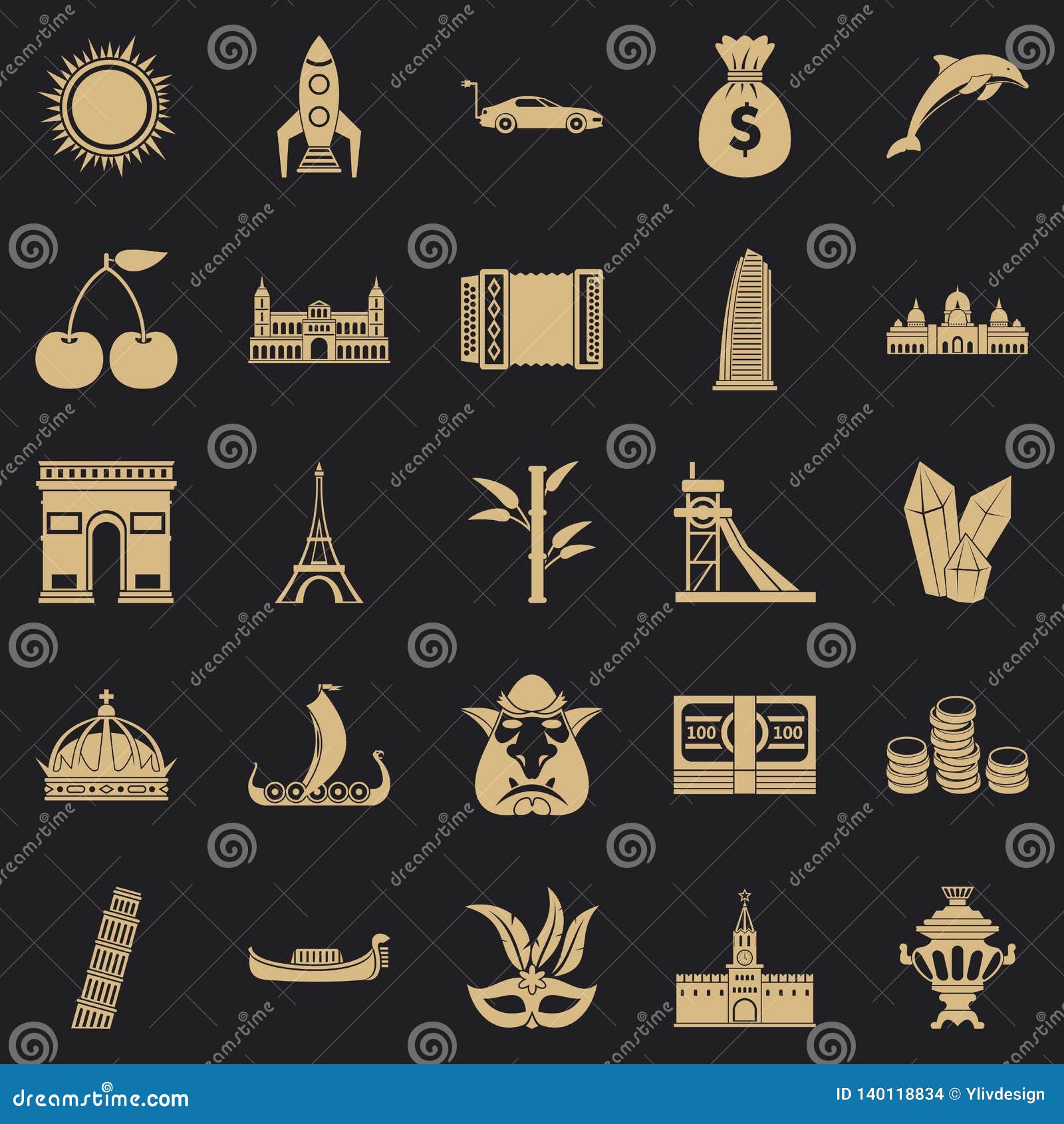 Exploring the World Icons Set, Simple Style Stock Vector - Illustration ...