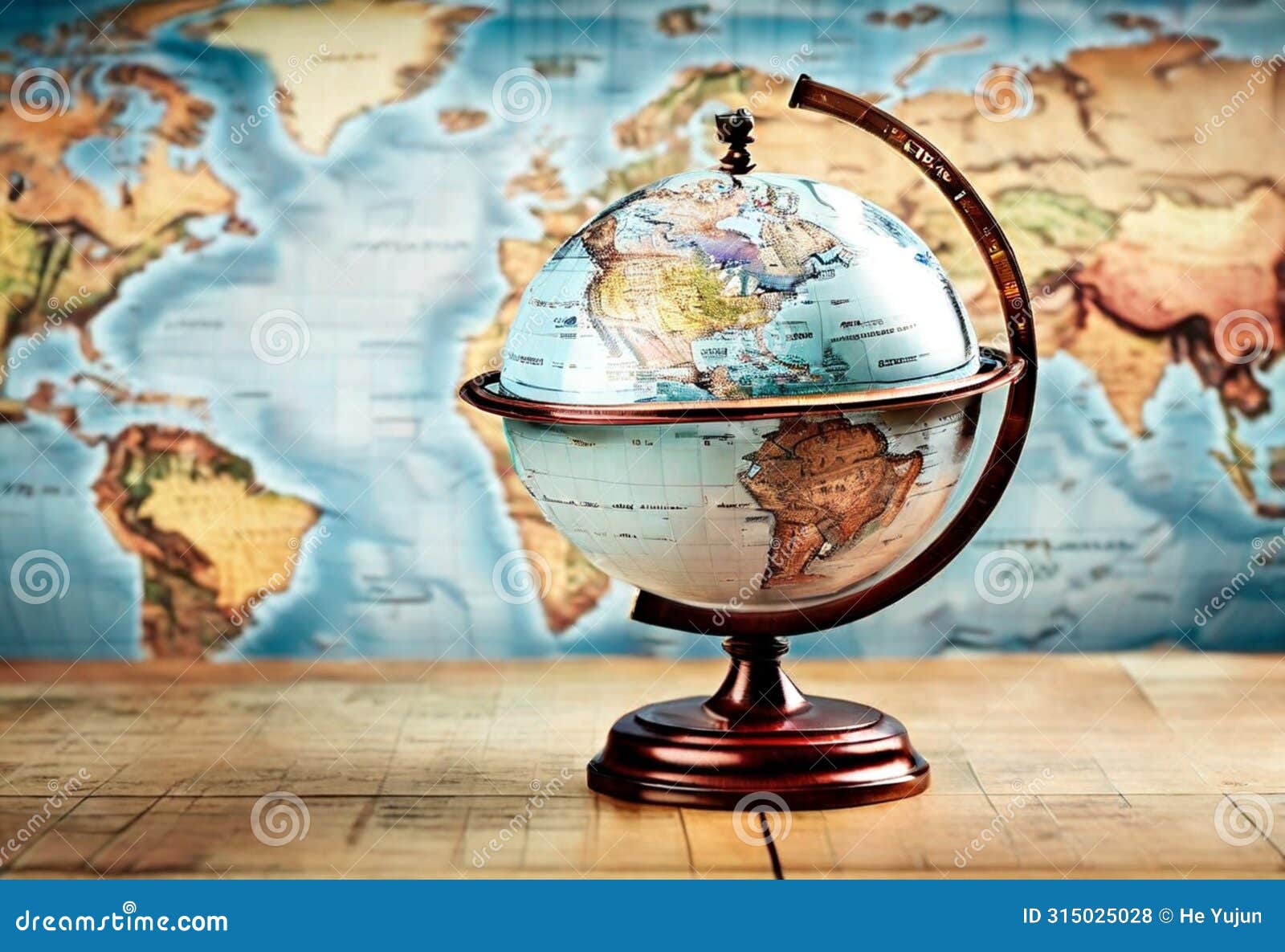 Exploring the World: Vintage Styled Globe and Map Scene Stock Photo ...