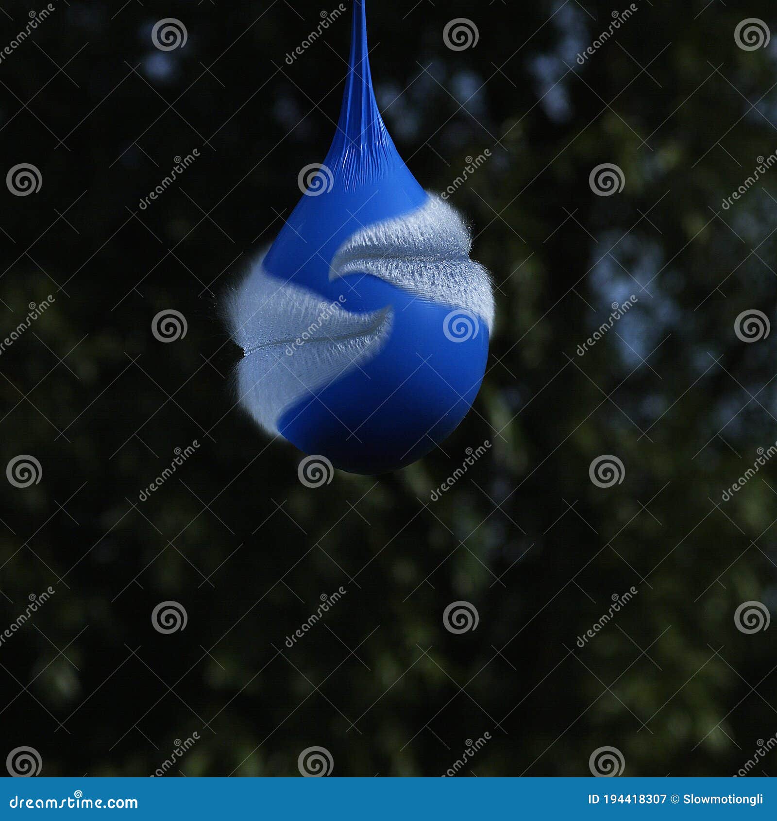 Explosing Blue Balloon with Water Inside, Movement Sequence Stock Image ...