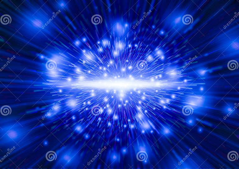 Explosion Abstract of Blue Energy Tech Elements. Exploding Space with ...
