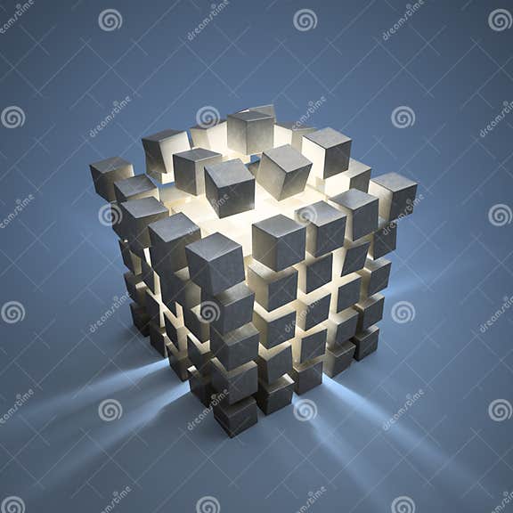 Explosion of Abstract Cubes Stock Illustration - Illustration of ...