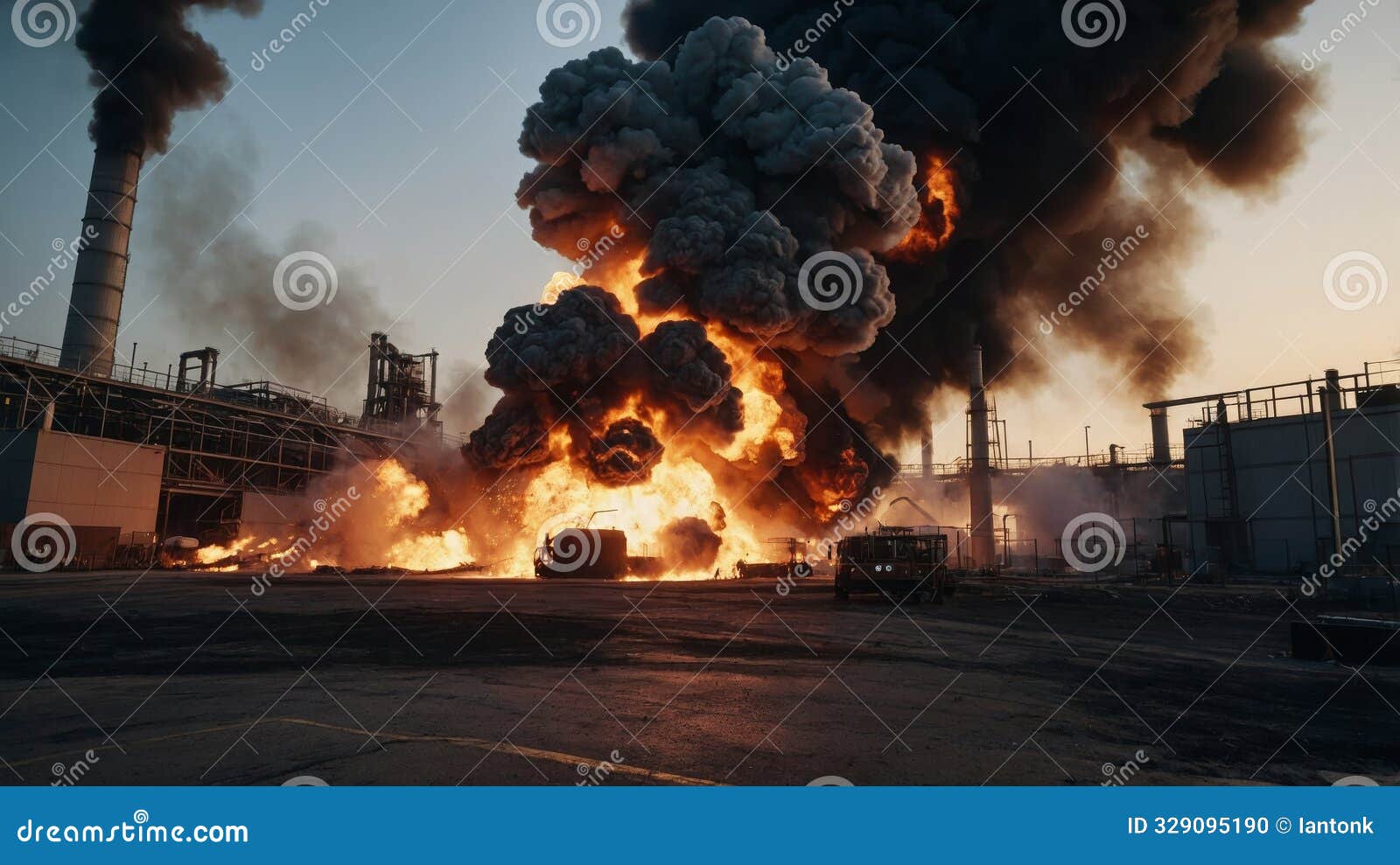 Explosion Accident at an Industrial Plant Stock Illustration ...