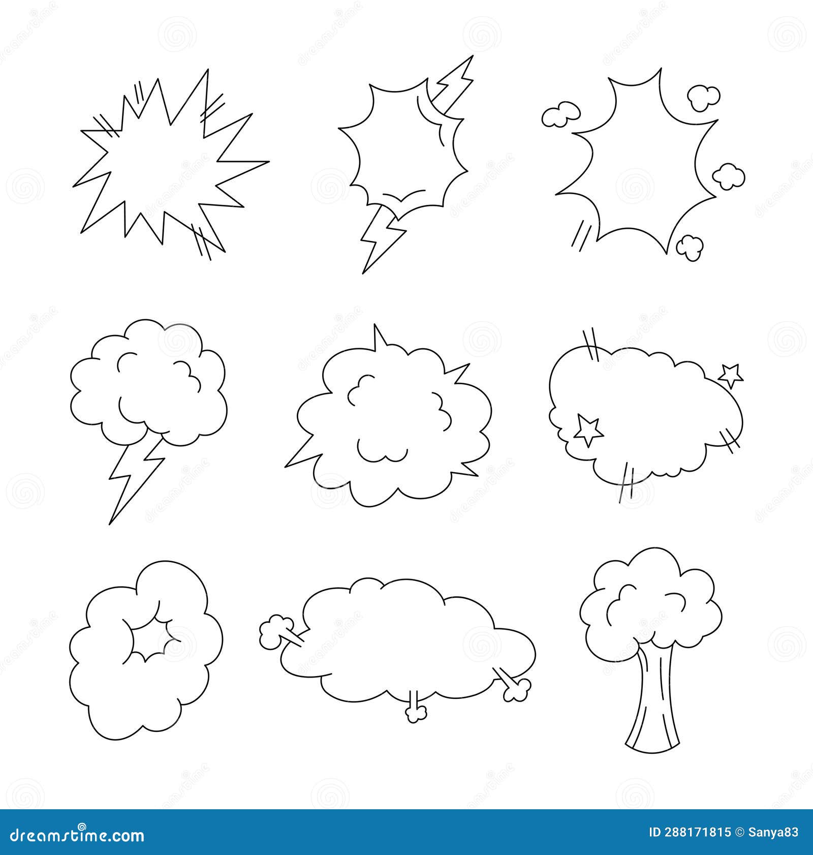Explosion Air Cloud. Coloring Page Stock Vector - Illustration of ...