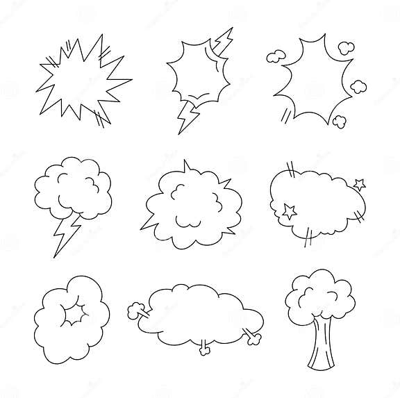 Explosion Air Cloud. Coloring Page Stock Illustration - Illustration of ...