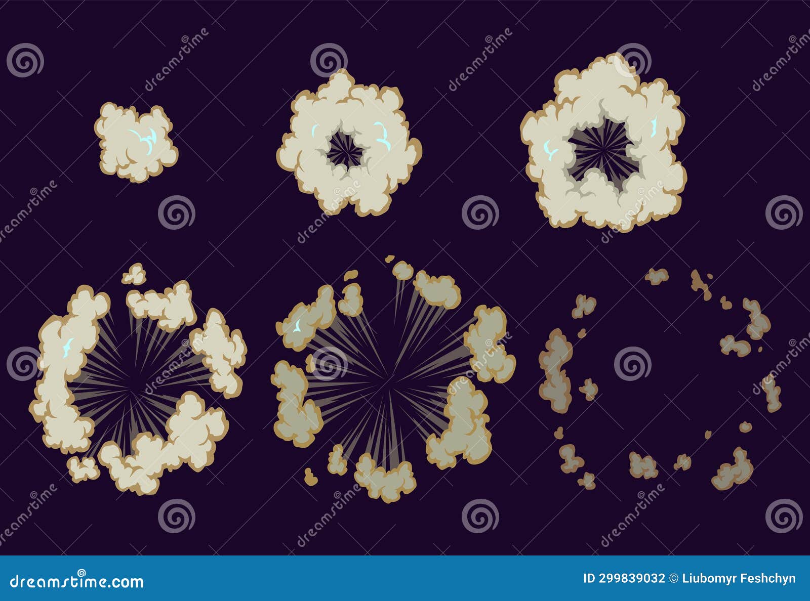 Explosion Animation Set. Cartoon Burst Effect of Vector Comic Boom and ...