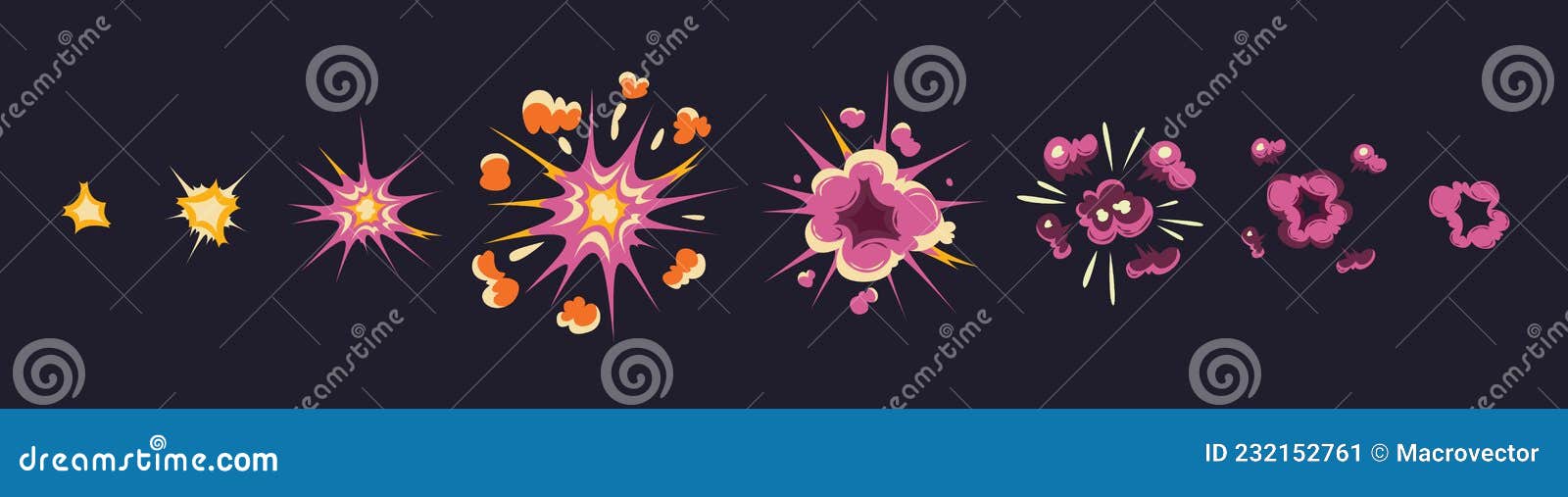 Explosion Animation Set stock vector. Illustration of decorative ...
