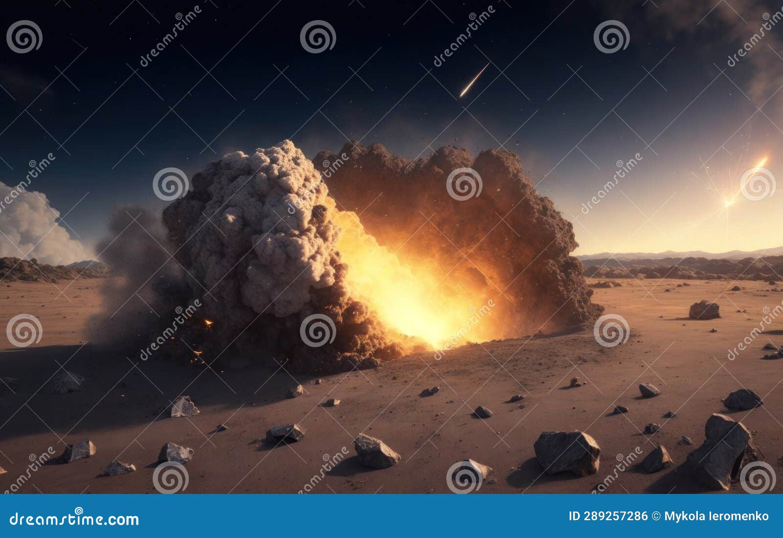 The Explosion of an Astreoid on the Surface, the Fall of Meteorites ...