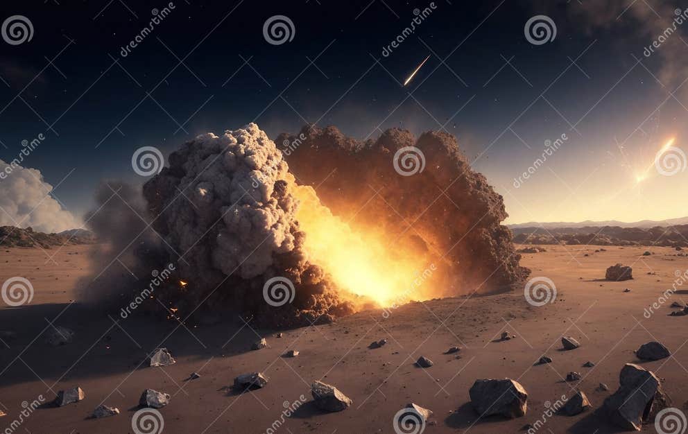 The Explosion of an Astreoid on the Surface, the Fall of Meteorites ...