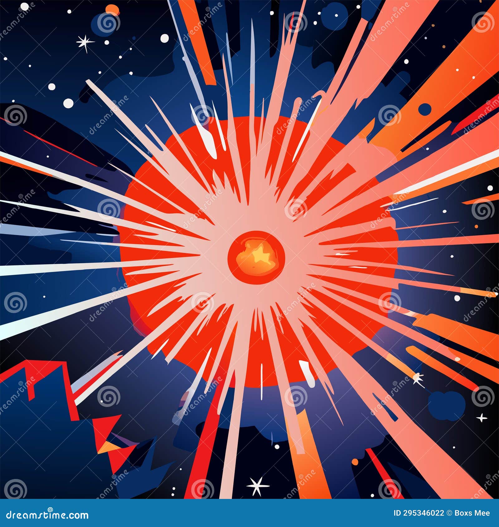 Explosion Background with Rays and Stars. Vector Illustration Stock ...