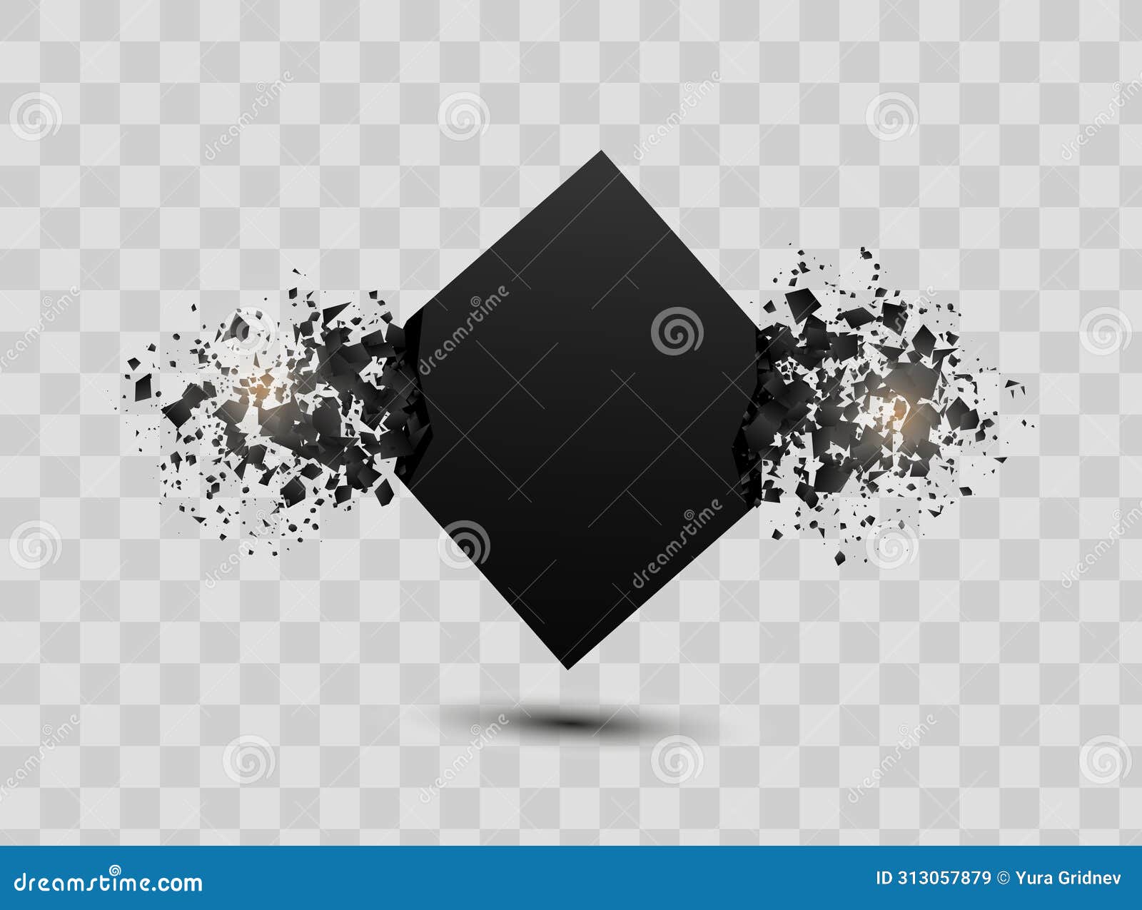 Explosion Banners. Square and Circle Destruction Shapes with Debris ...