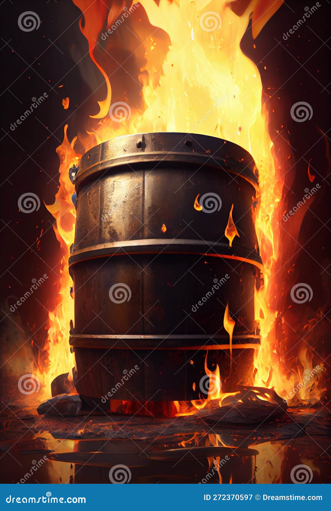 Explosion in a Barrel. Long Exposure Night Shot Stock Illustration ...
