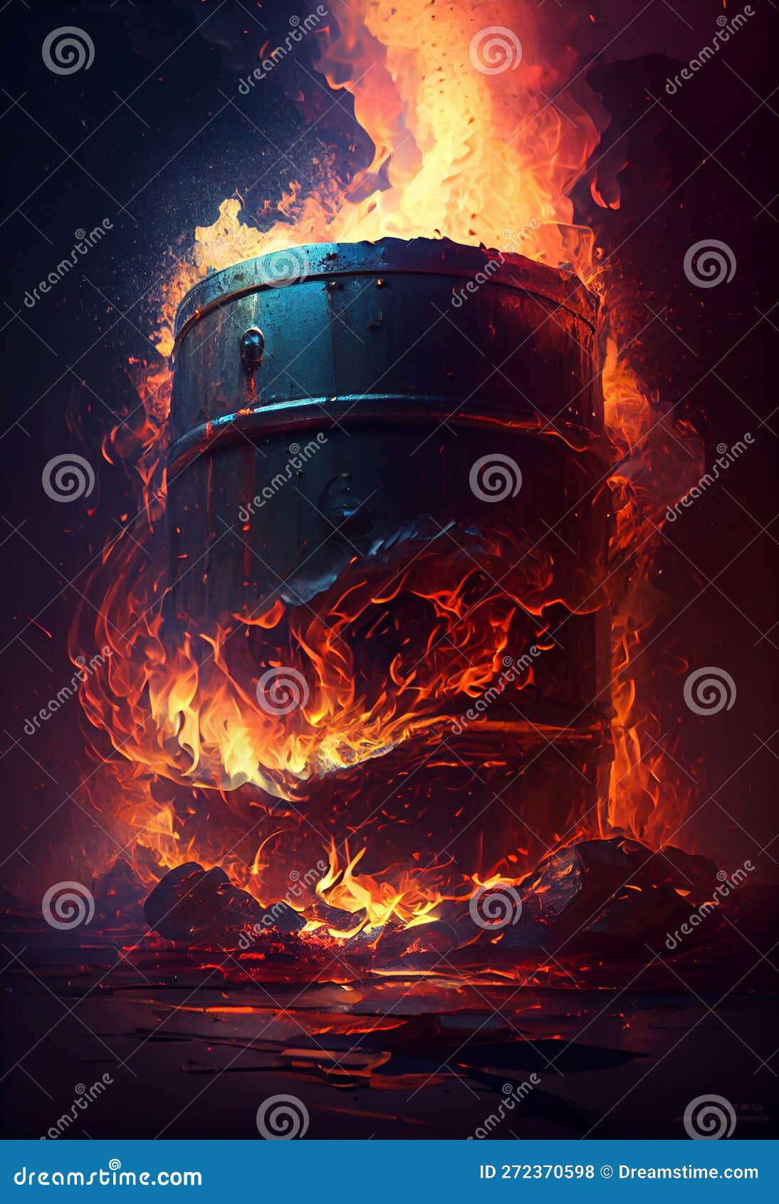 Explosion in a Barrel. Long Exposure Night Shot Stock Illustration ...