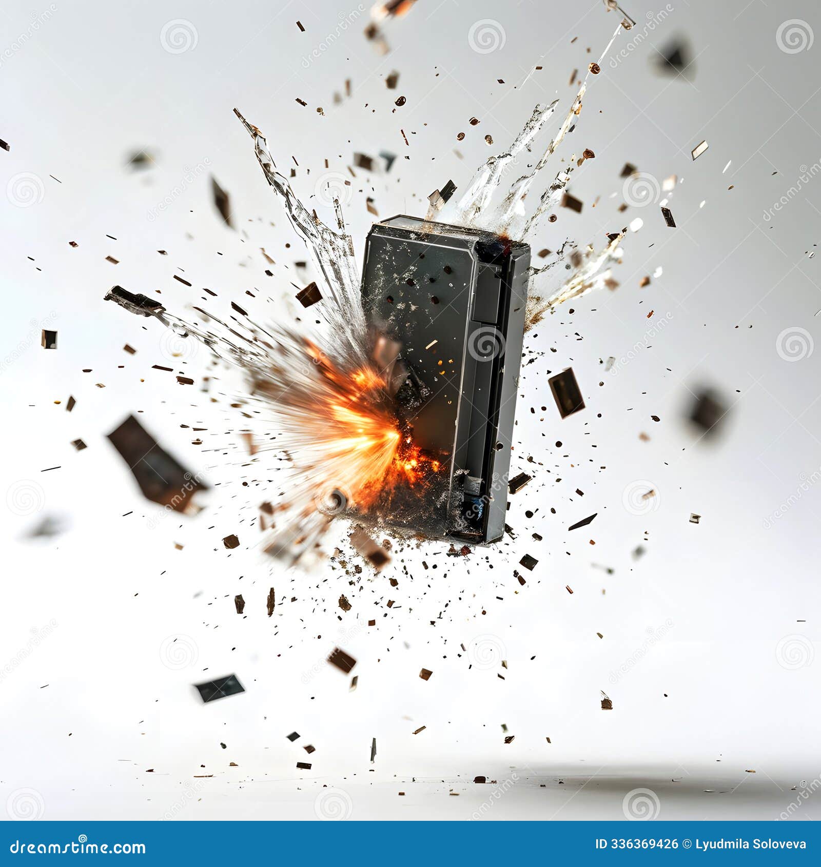 Explosion Of Pager Filled With Explosives. Danger. Fire And Ignition Of ...