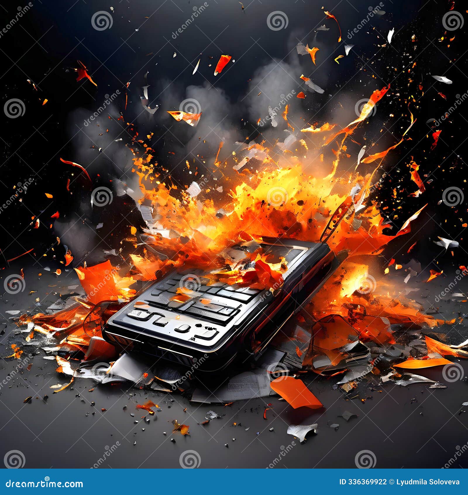 The Explosion of the Battery of the Electronic Pager Stock Illustration ...