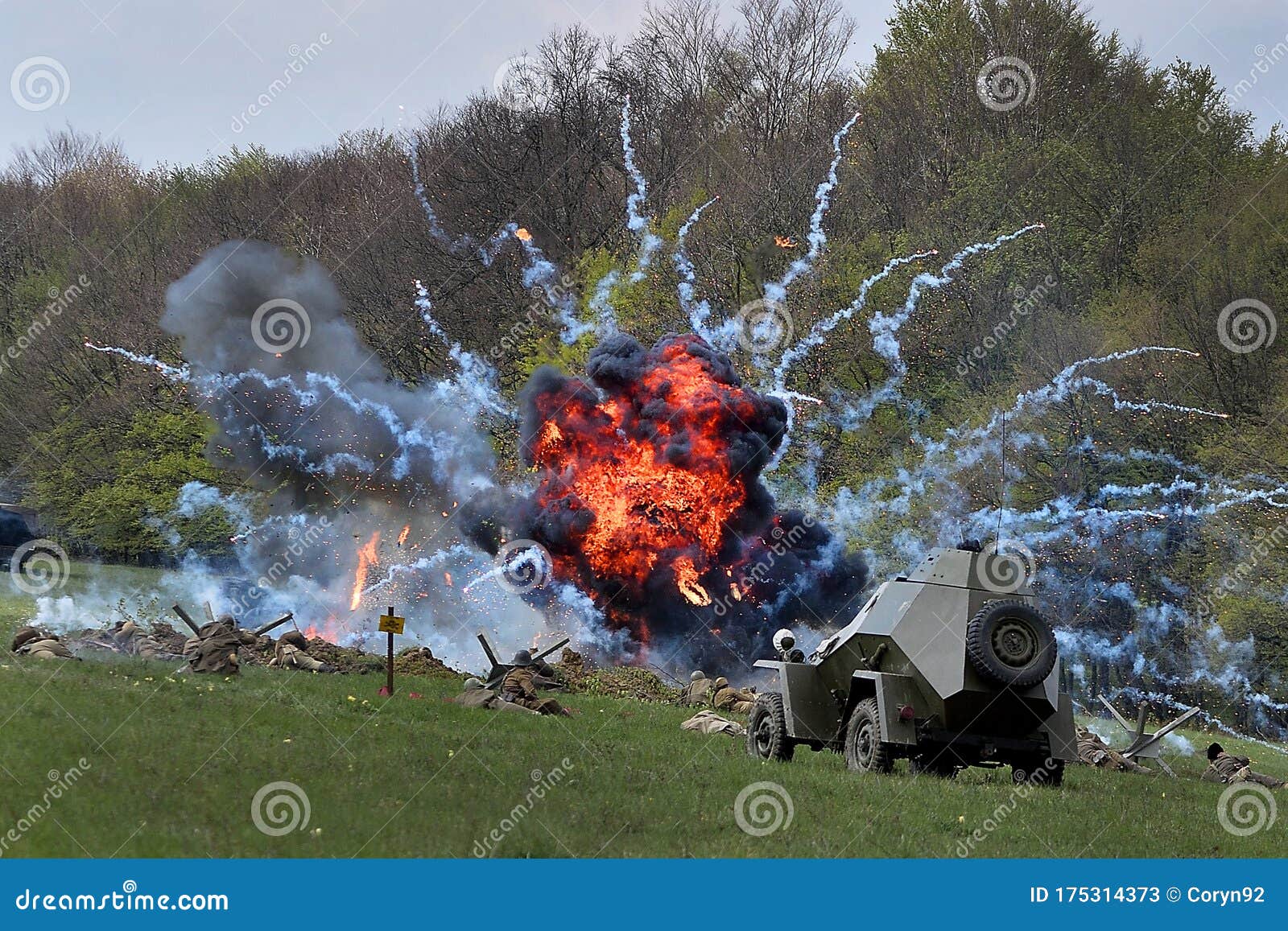 Explosion, Battle of the Second World War, Howitzers Stock Image ...