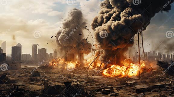 An Explosion on a Battleground, Capturing the Chaos, Debris, and the ...