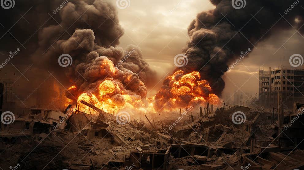 An Explosion on a Battleground, Capturing the Chaos, Debris, and the ...