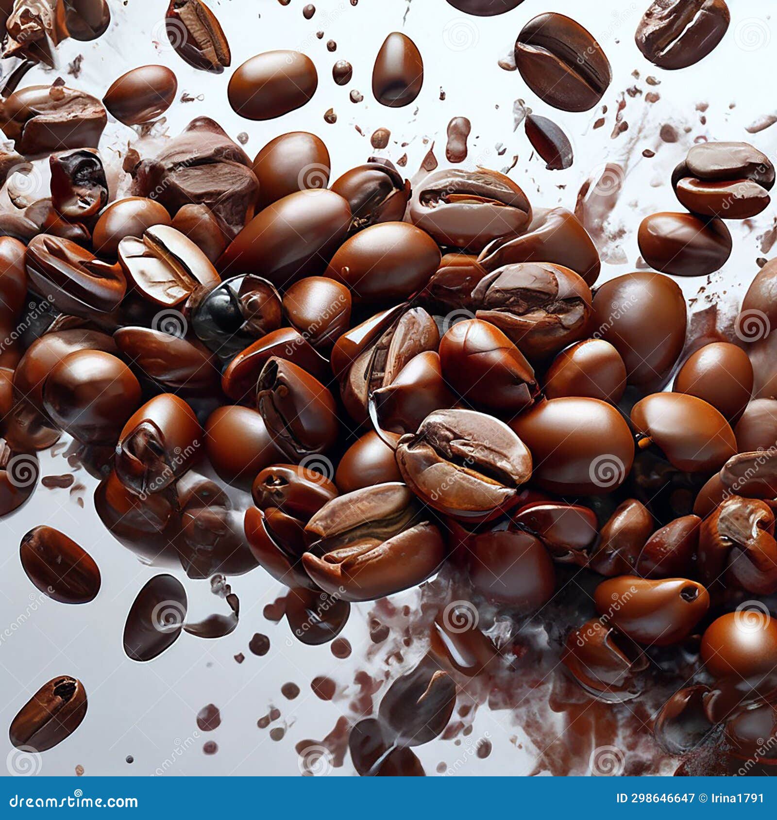 Explosion of Black Coffee Beans Stock Illustration - Illustration of ...