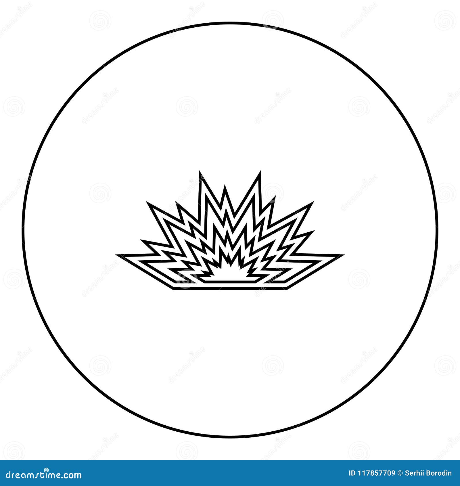 Explosion Black Icon Outline in Circle Image Stock Vector ...