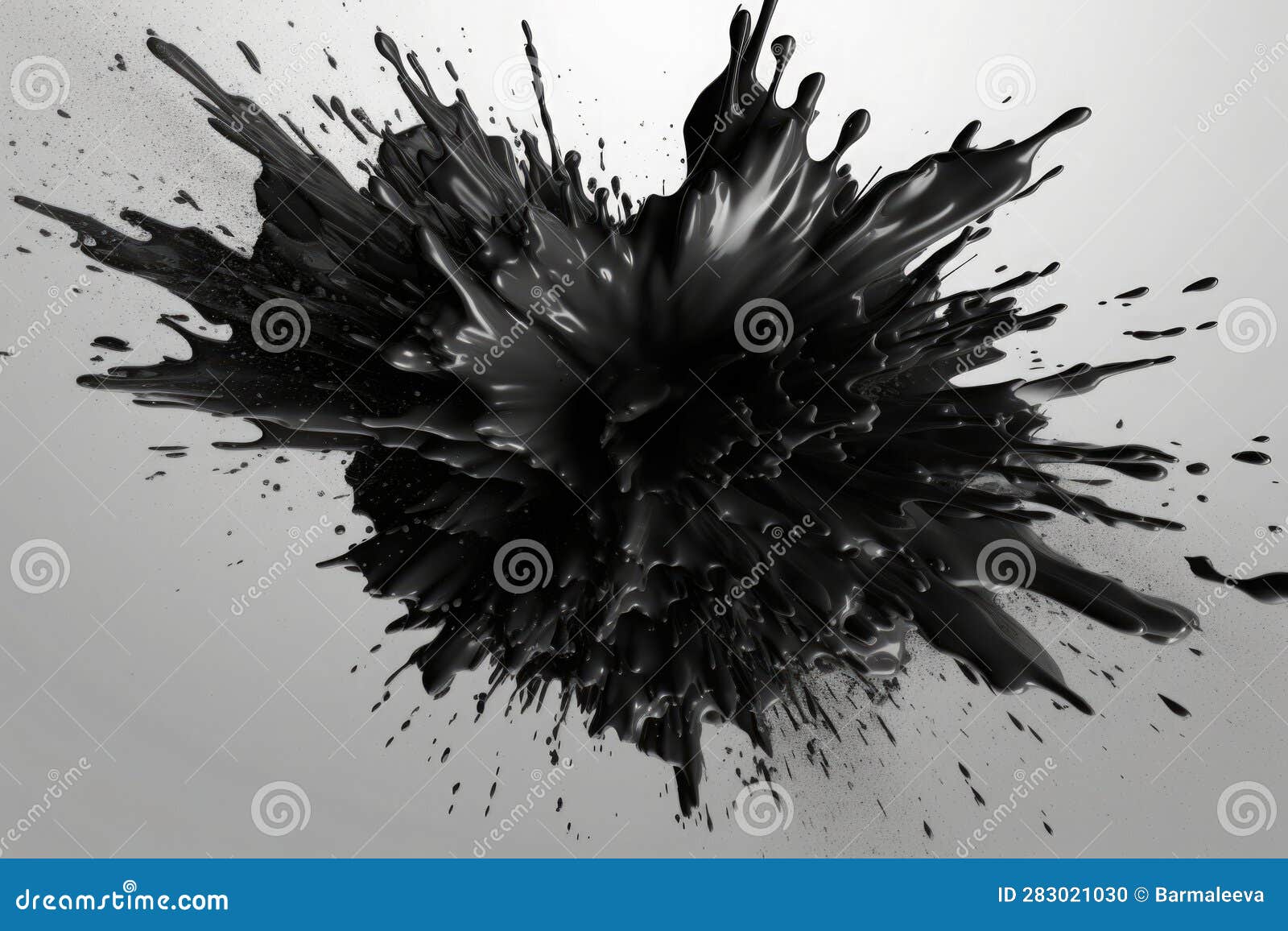 Explosion of Black Paint on White Background. Fluid Background. Color ...