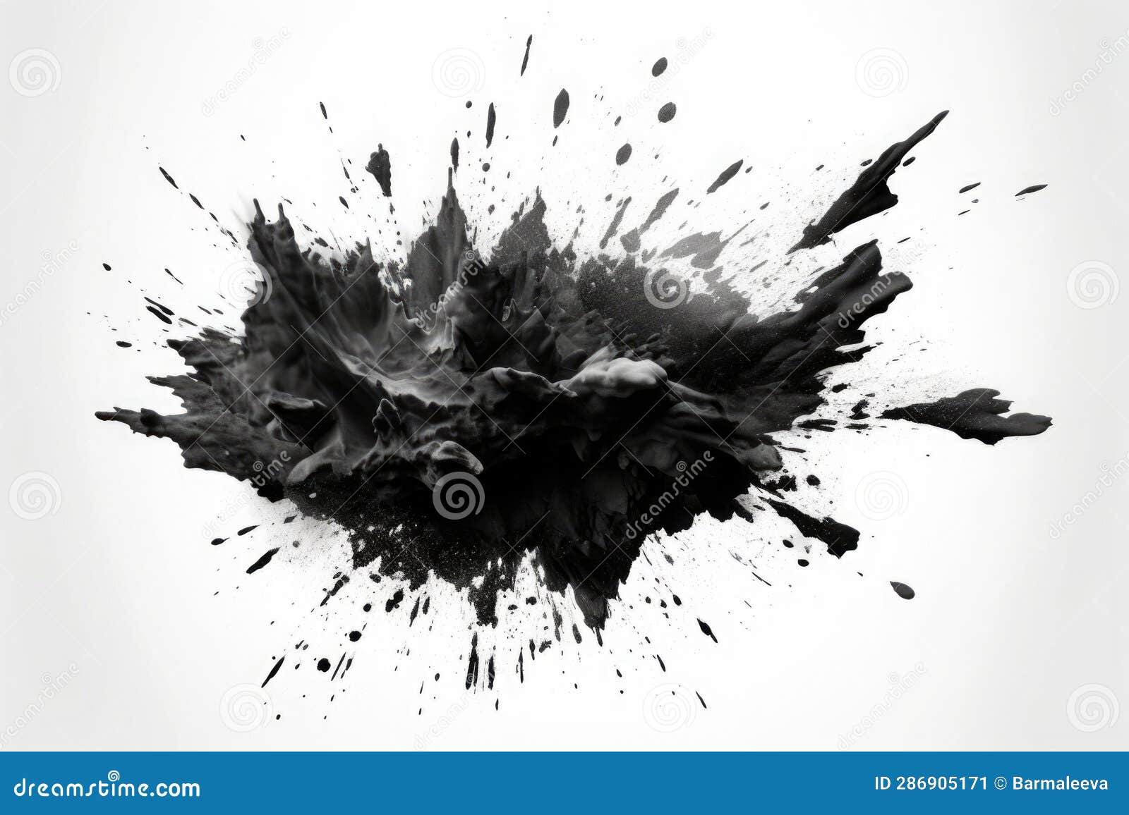 Explosion of Black Paint on White Background. Fluid Background. Color ...