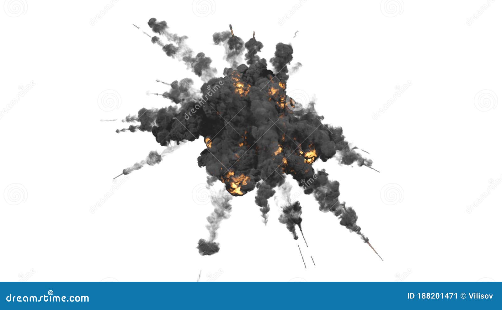 Explosion with black smoke stock illustration. Illustration of debris ...