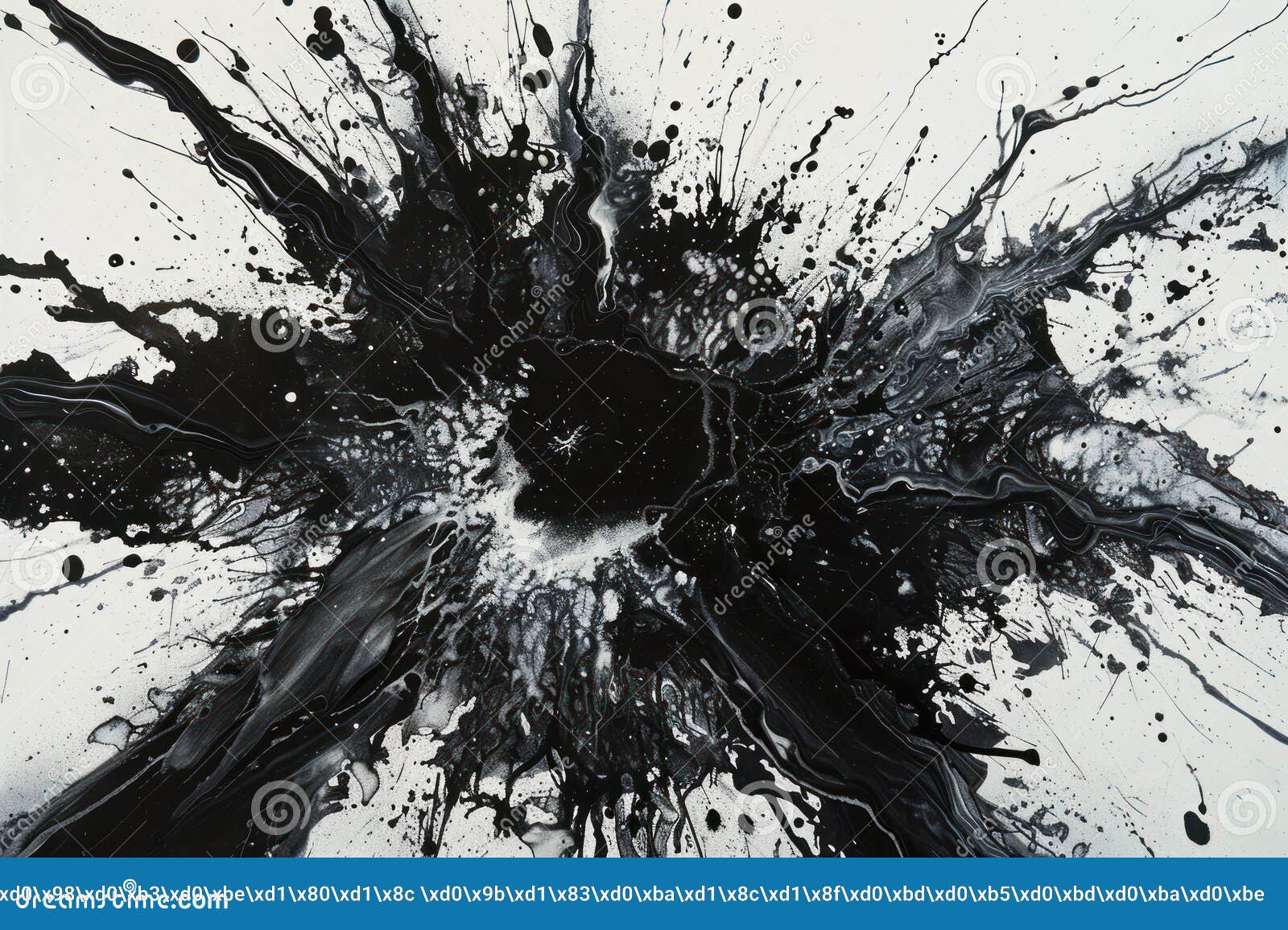 Explosion of Black and White Acrylic Ink Stock Illustration ...