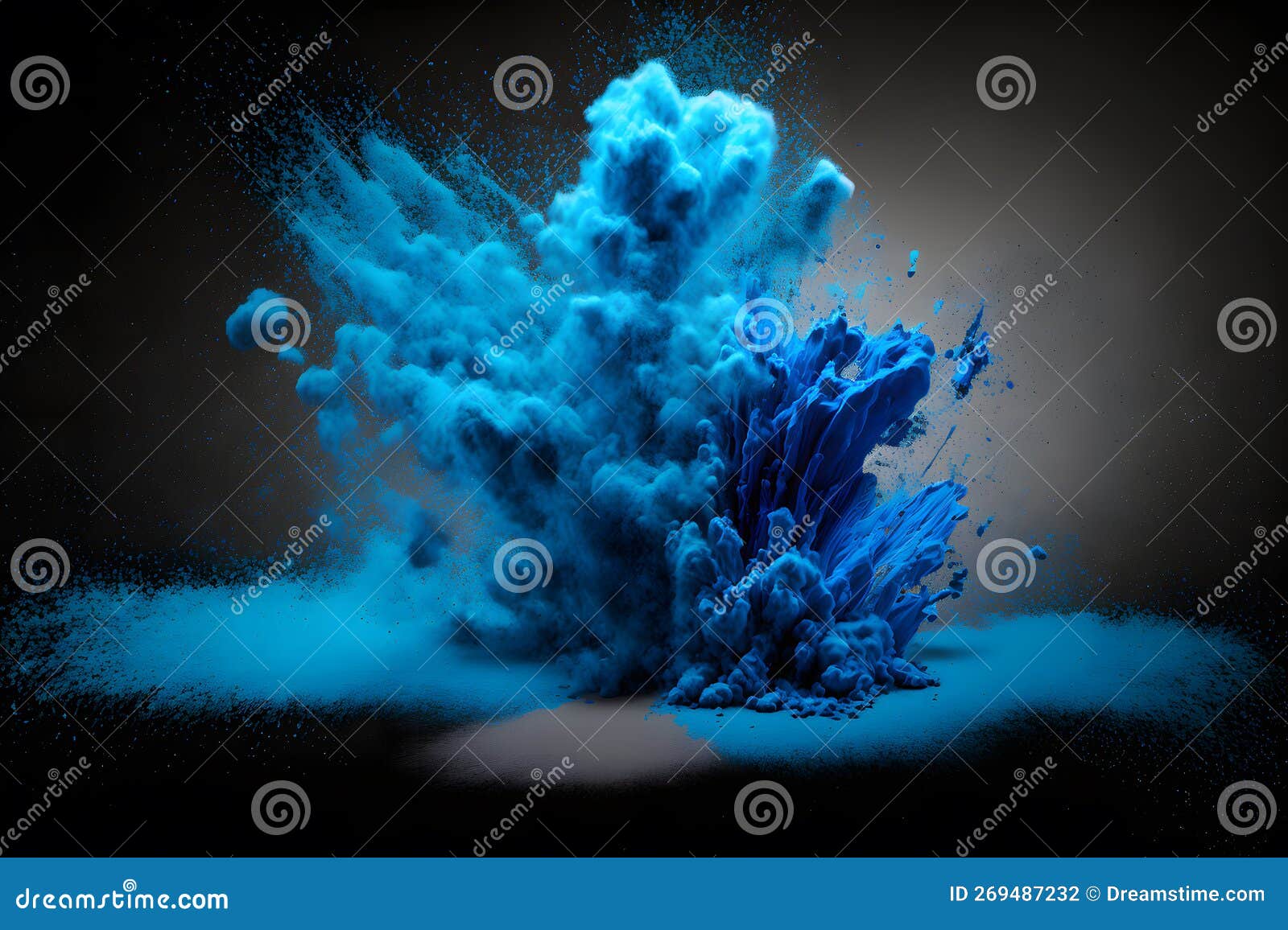 Explosion of Blue Color Paint Powder on Black Background. Neural ...