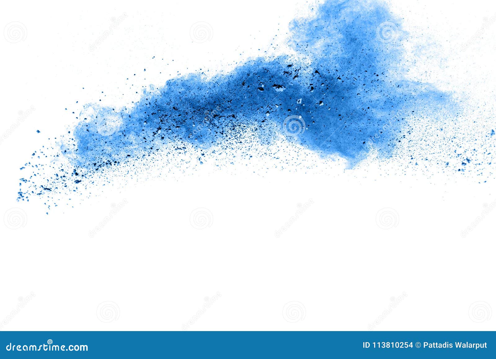 Explosion of Blue Color Powder on White Background. Stock Photo - Image ...