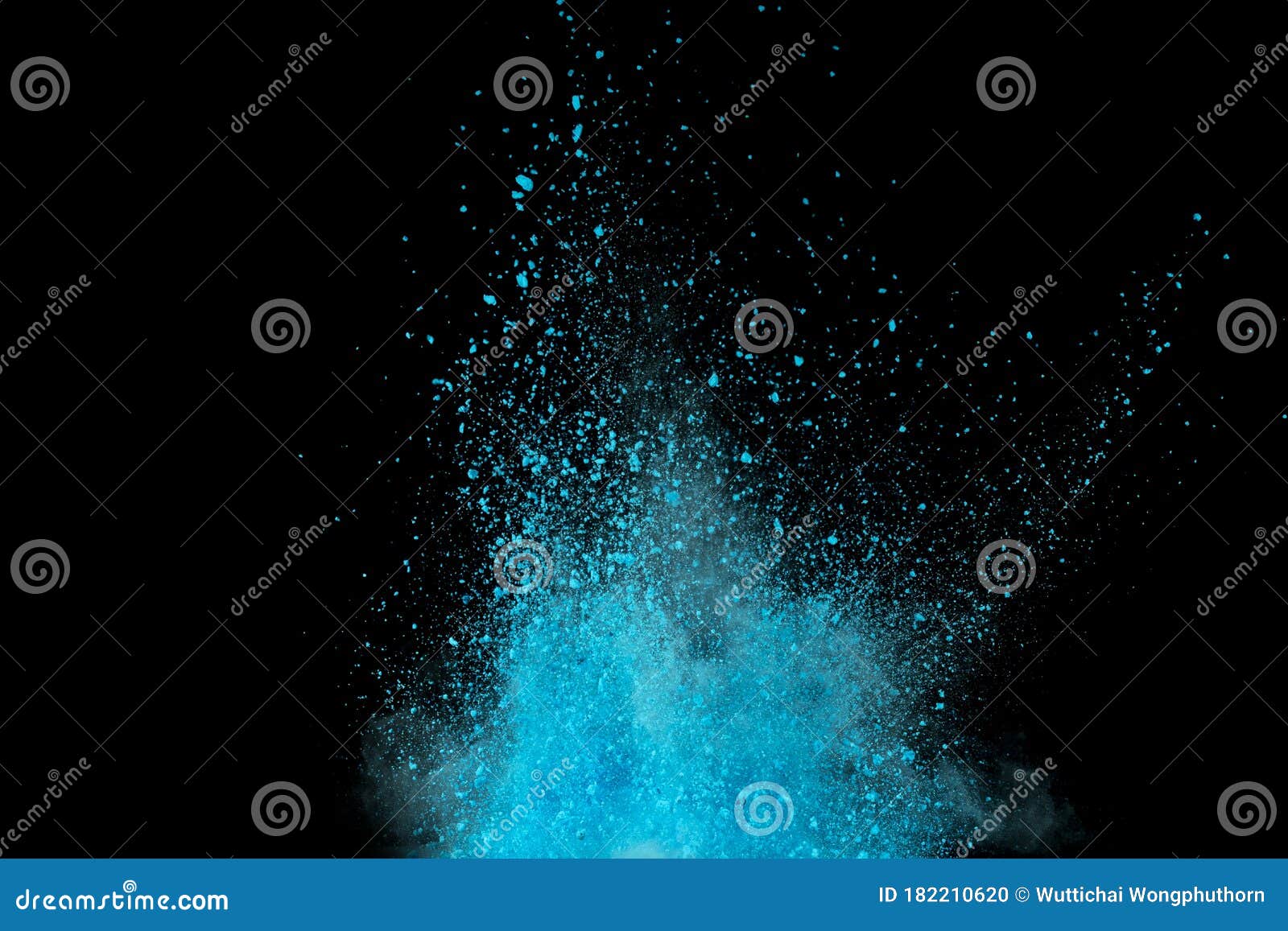 Explosion of Blue Powder on Black Background Stock Photo - Image of ...