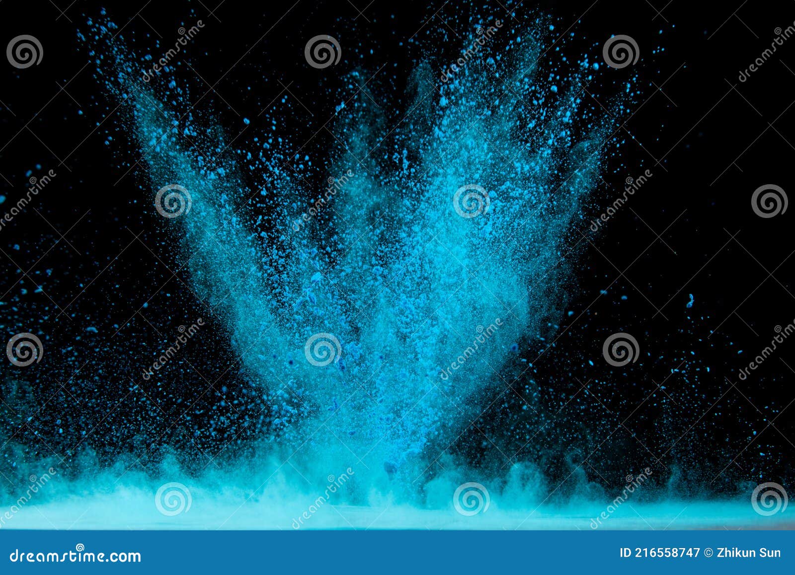 Explosion of Blue Powder on Black Background Stock Image - Image of ...