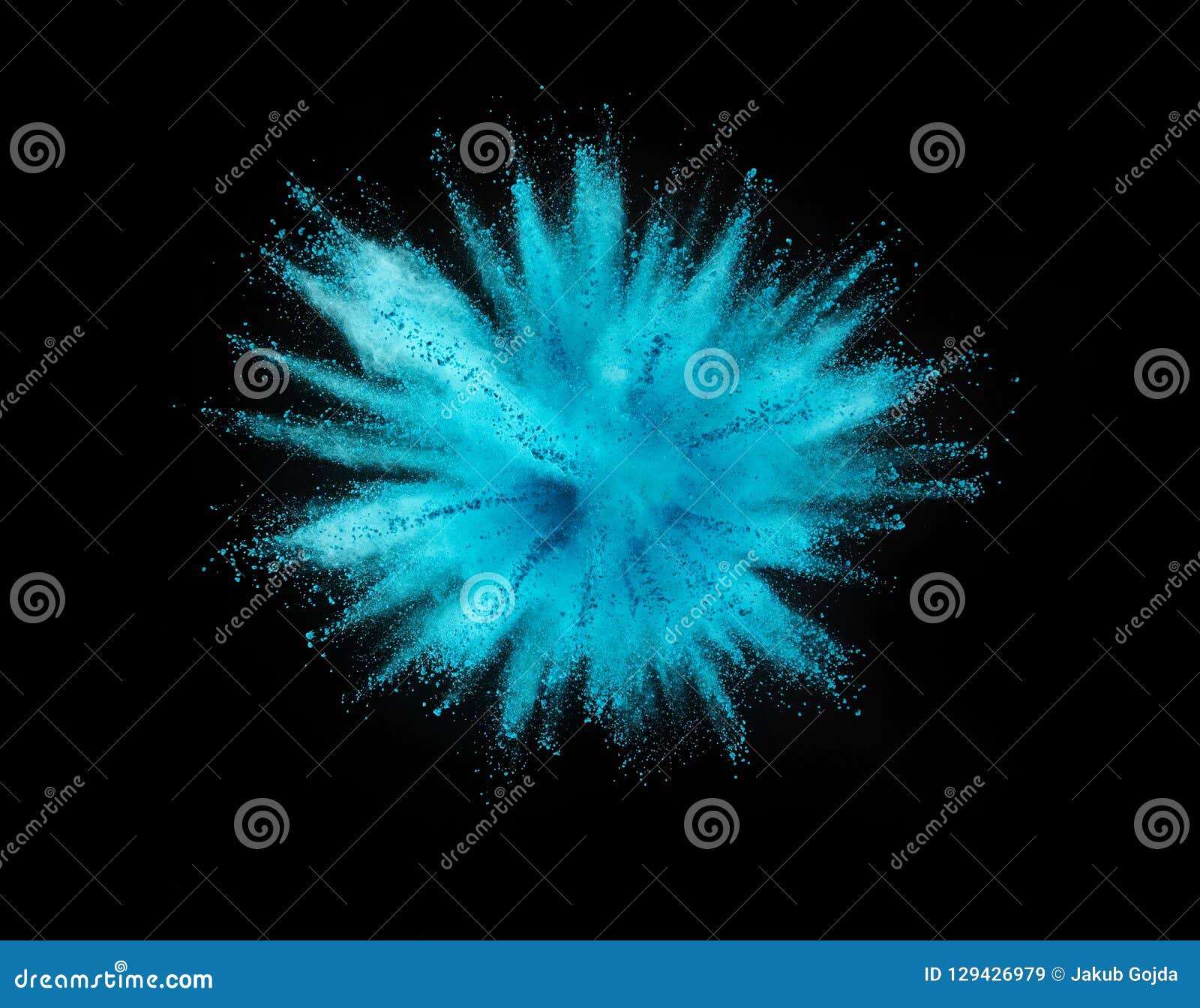 Explosion of Blue Powder on Black Background Stock Image - Image of ...