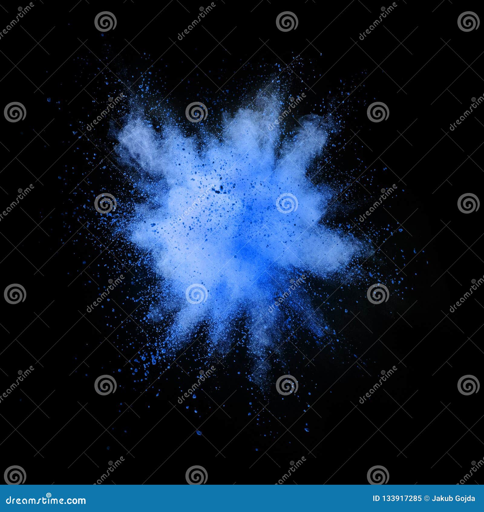 Explosion of Blue Powder on Black Background Stock Image - Image of ...