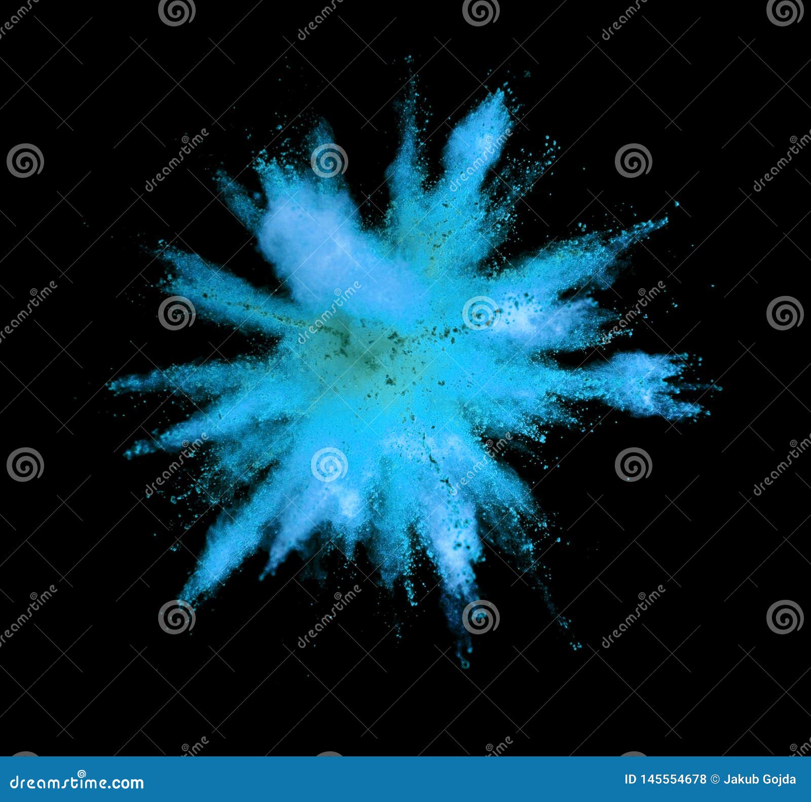 Explosion of Blue Powder on Black Background Stock Photo - Image of ...