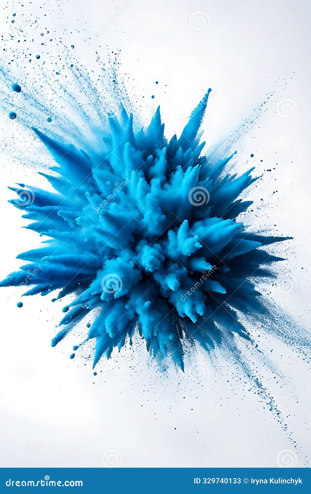 Explosion of Blue Powder Forming a Radial Pattern on a White Background ...