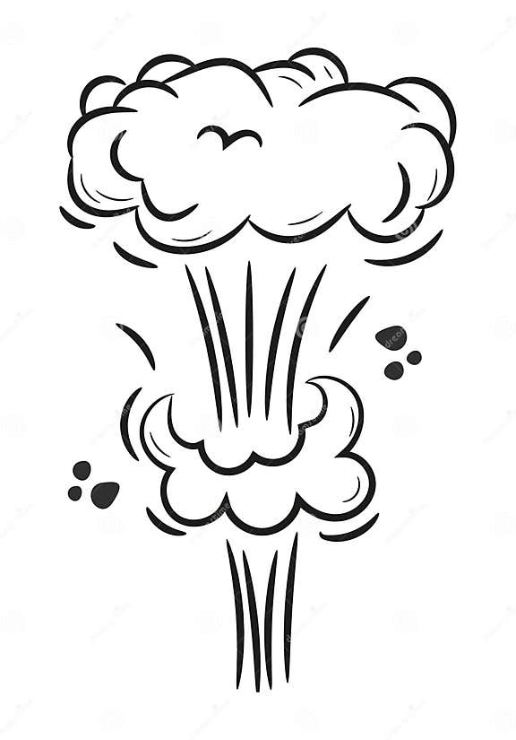 Explosion Bomb Doodle Smoke or Cloud, Bomb Element. Comic Wow, Boom ...