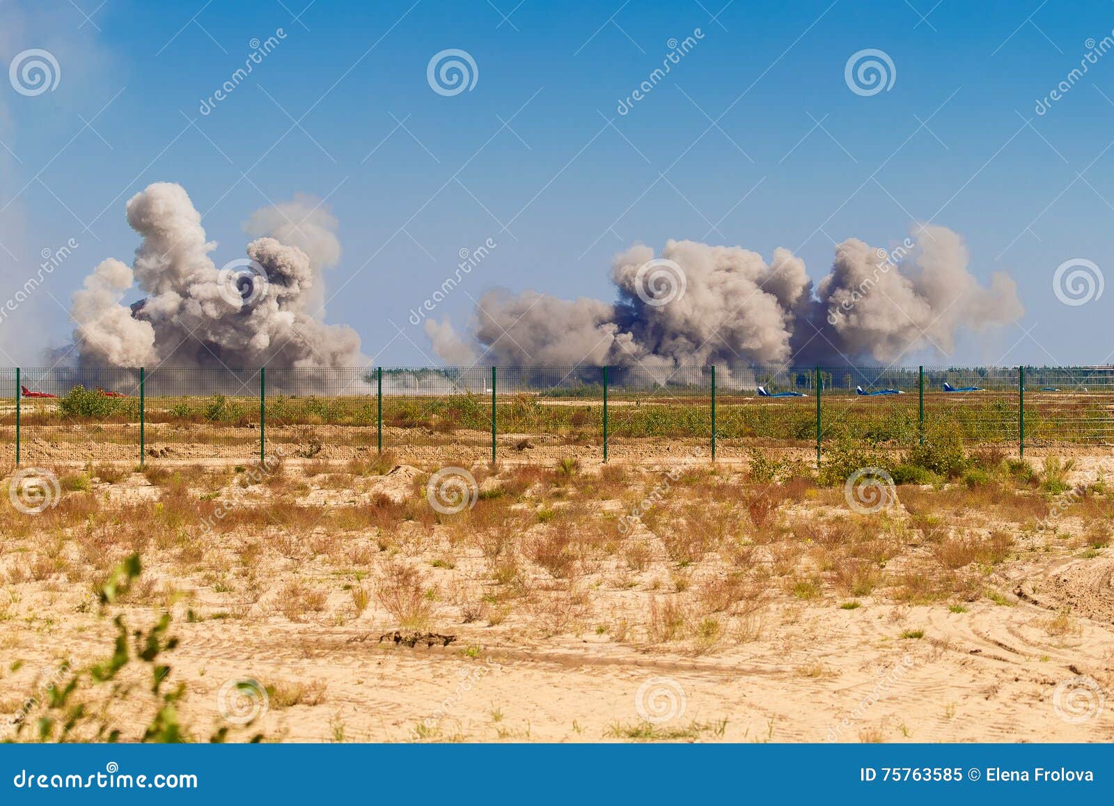Explosion At A Military Training Ground. Destruction Of Training ...