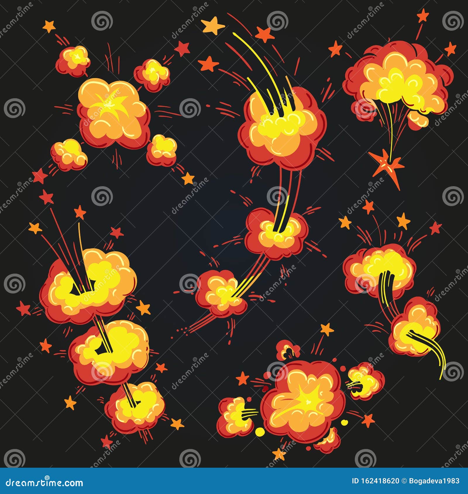 Cartoon Explosion Cloud Set. Vector Illustration Stock Vector ...
