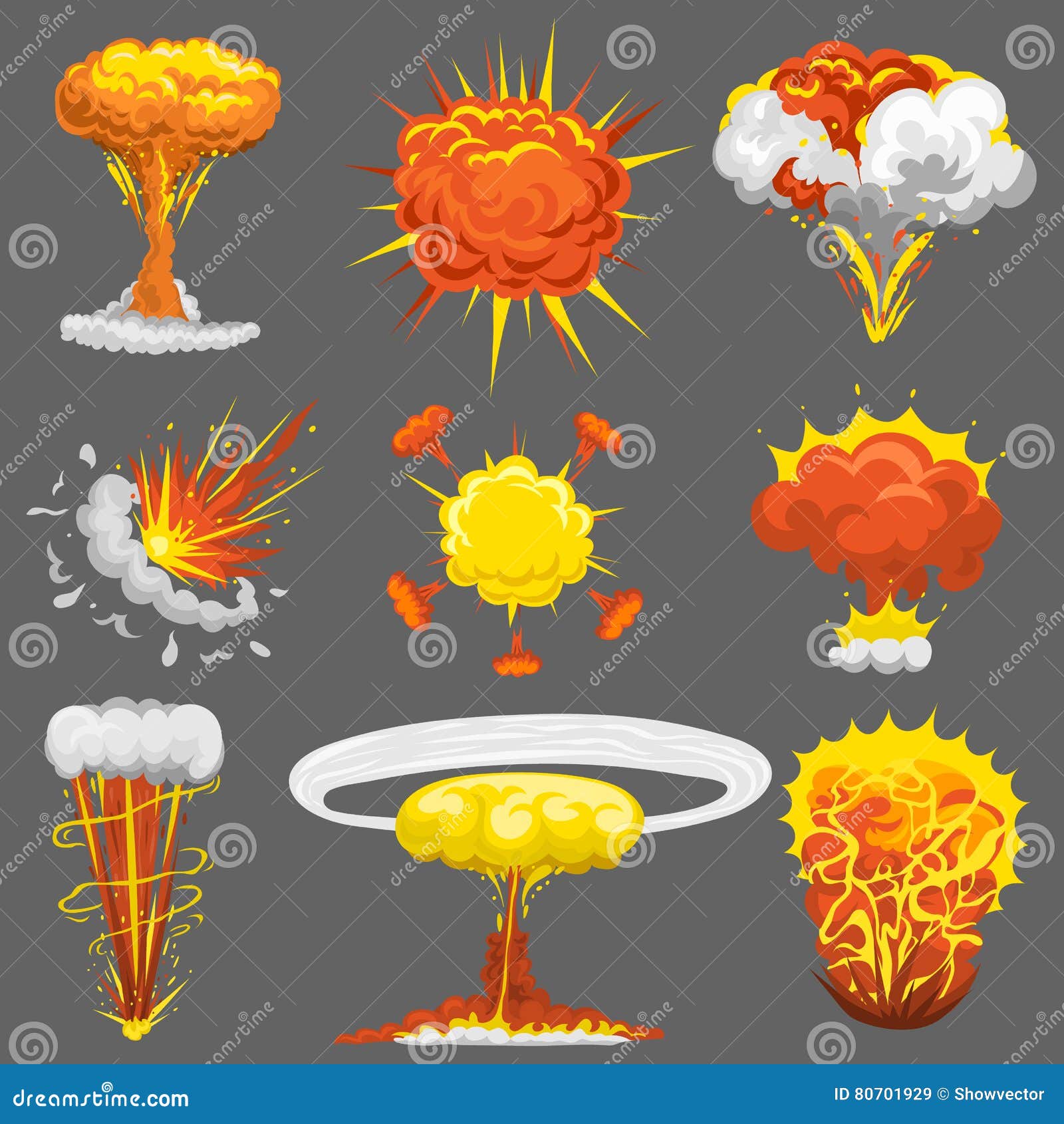 Explosion Boom Effect Vector Set. Stock Vector - Illustration of boom ...
