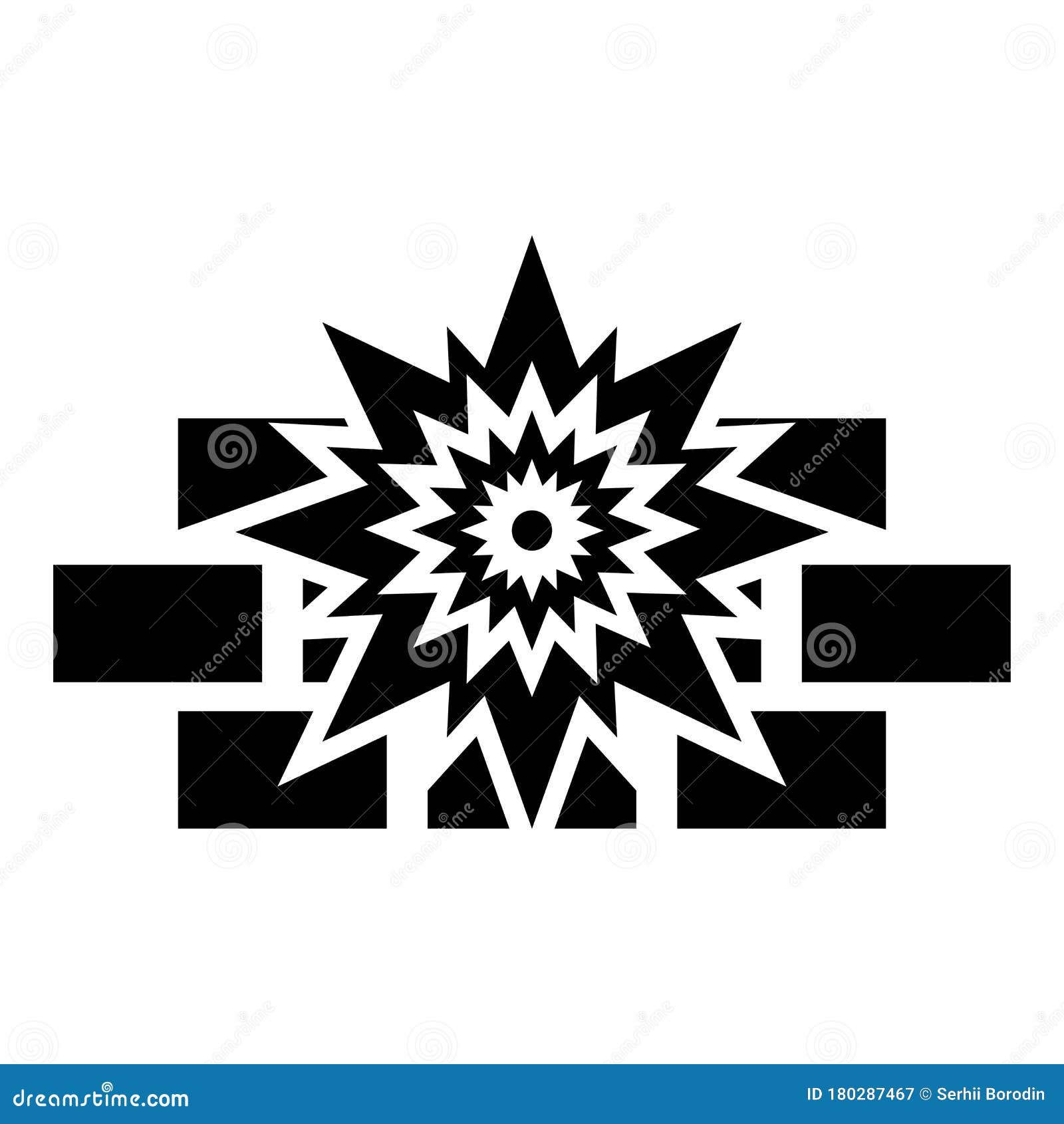 Explosion Brick Wall Icon Black Color Vector Illustration Flat Style ...
