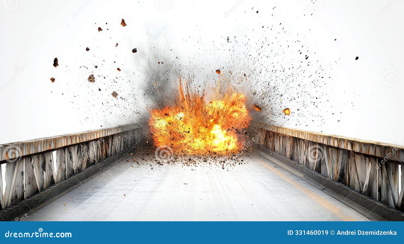 An Explosion on a Bridge Isolated on a Transparent Background Stock ...