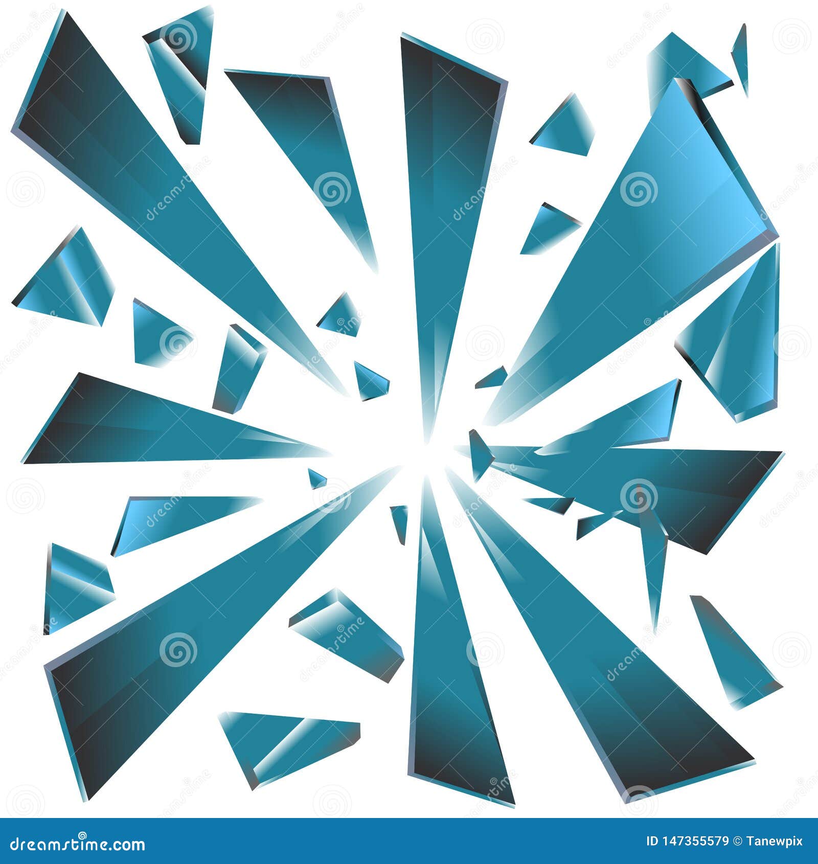 Explosion of Broken Light Blue Glass Prisms Stock Vector - Illustration ...