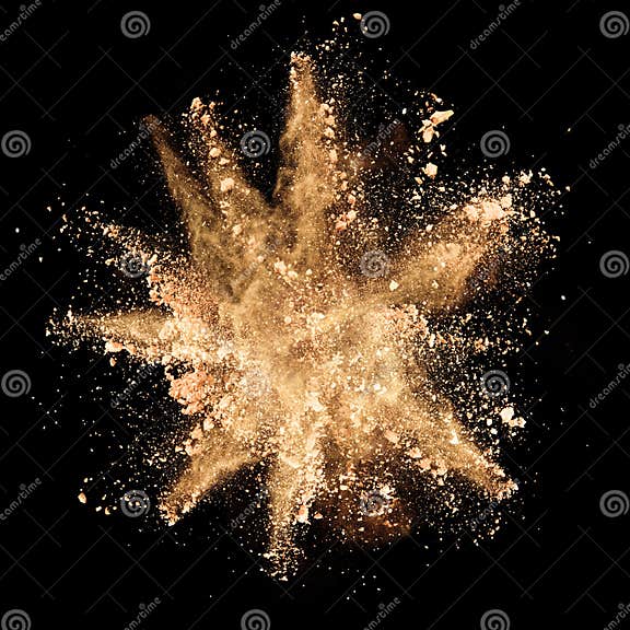 Explosion of Brown Powder on Black Background Stock Image - Image of ...