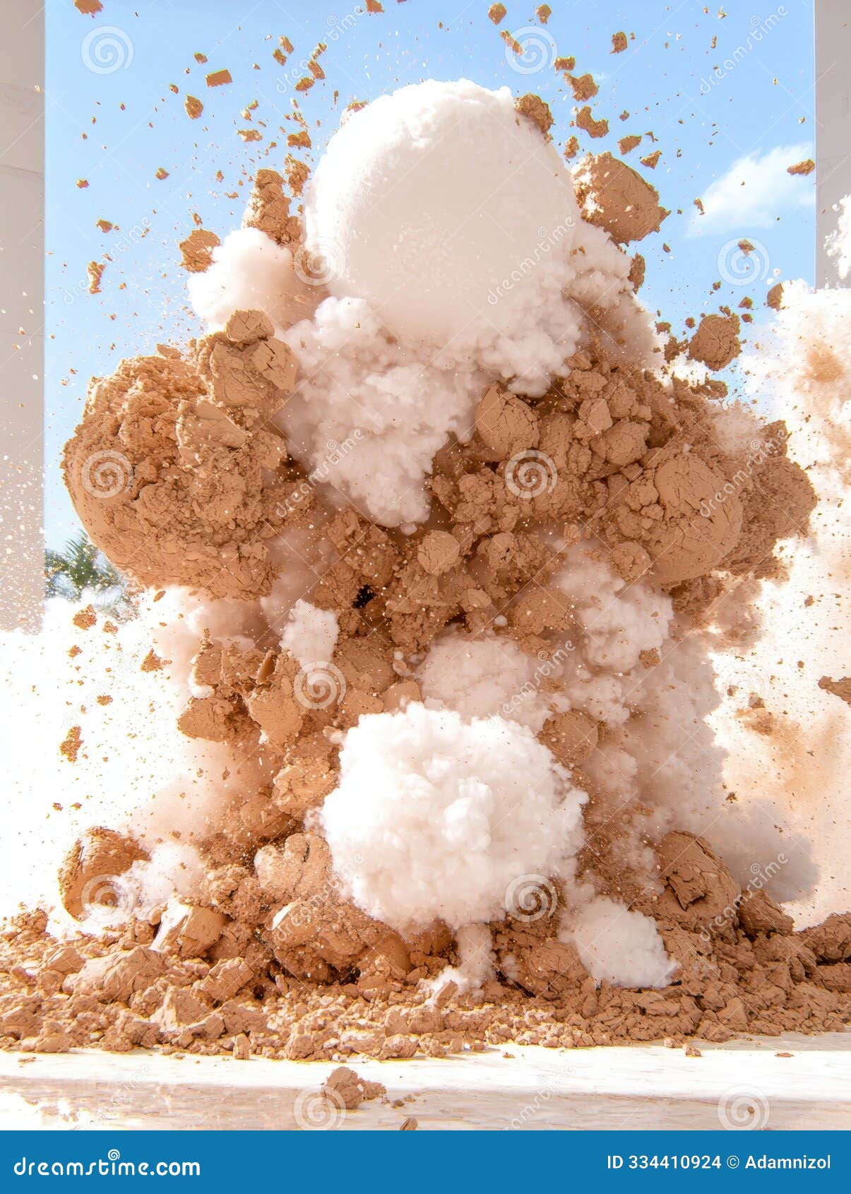 Explosion of Brown Powder and White Smoke Stock Illustration ...